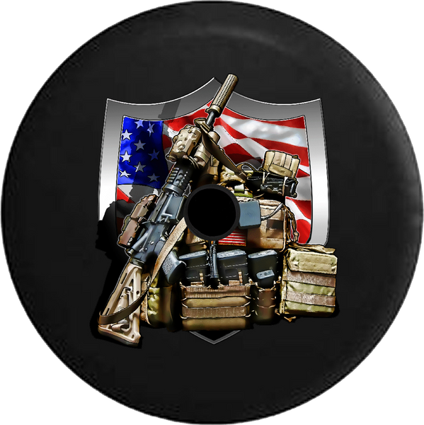 Tire Cover PRO | Military Gear Rifle Army Flag Shield Crest RV Camper ...