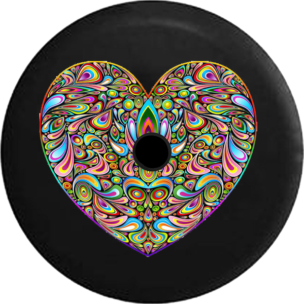 Tire Cover PRO | Psychedelic Heart Hippie Love Spare Tire Cover-BLACK ...